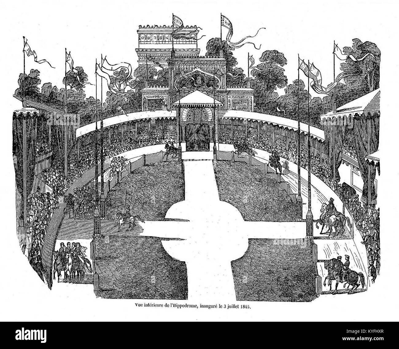 Interior view of the Hippodrome, depicted by Texier between 1852 and ...