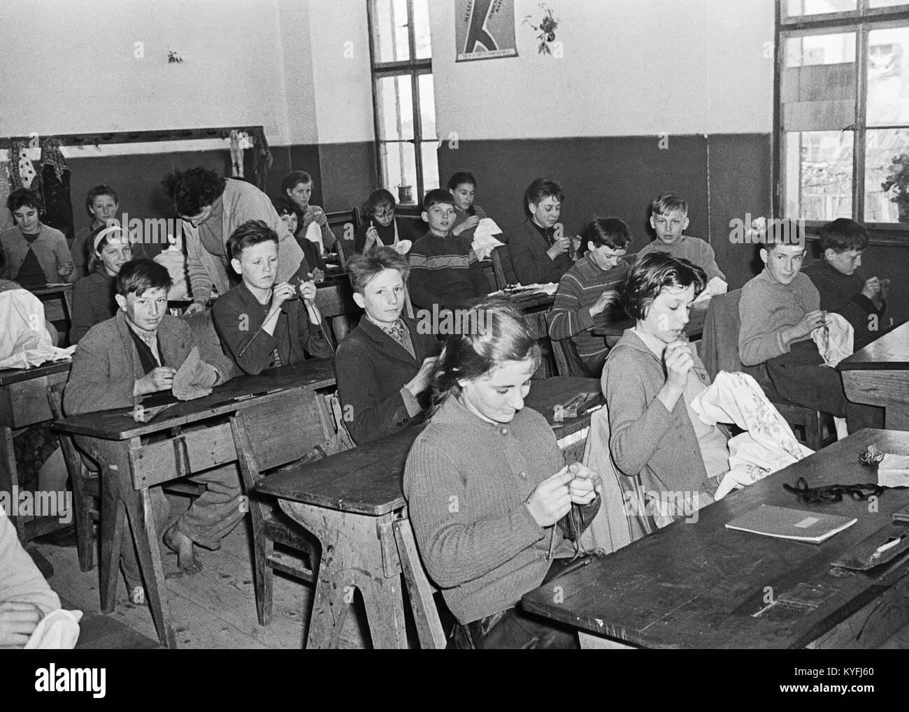 The 1964 photograph shows a classroom in the Gračišče primary school ...