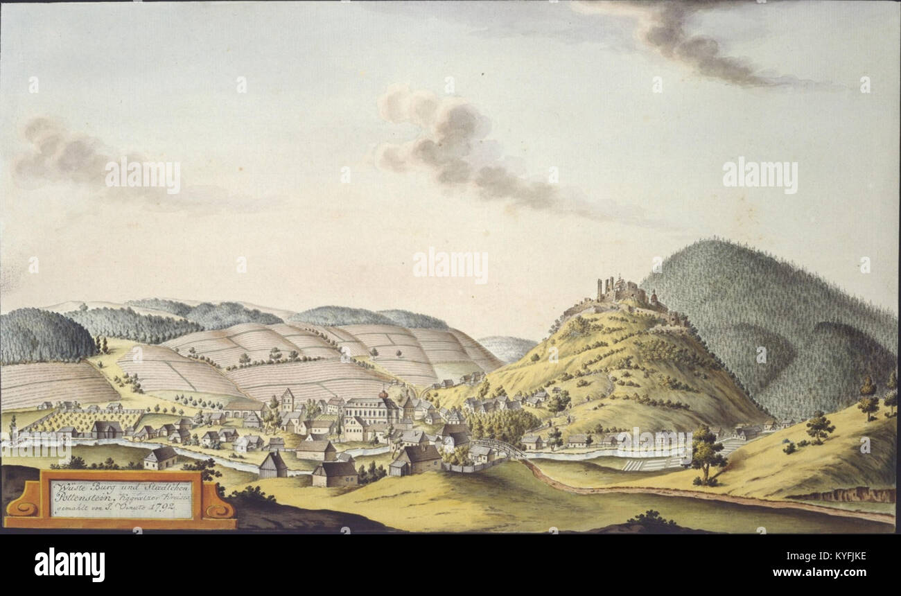 A painting from 1792 depicting the desert castle and village of ...