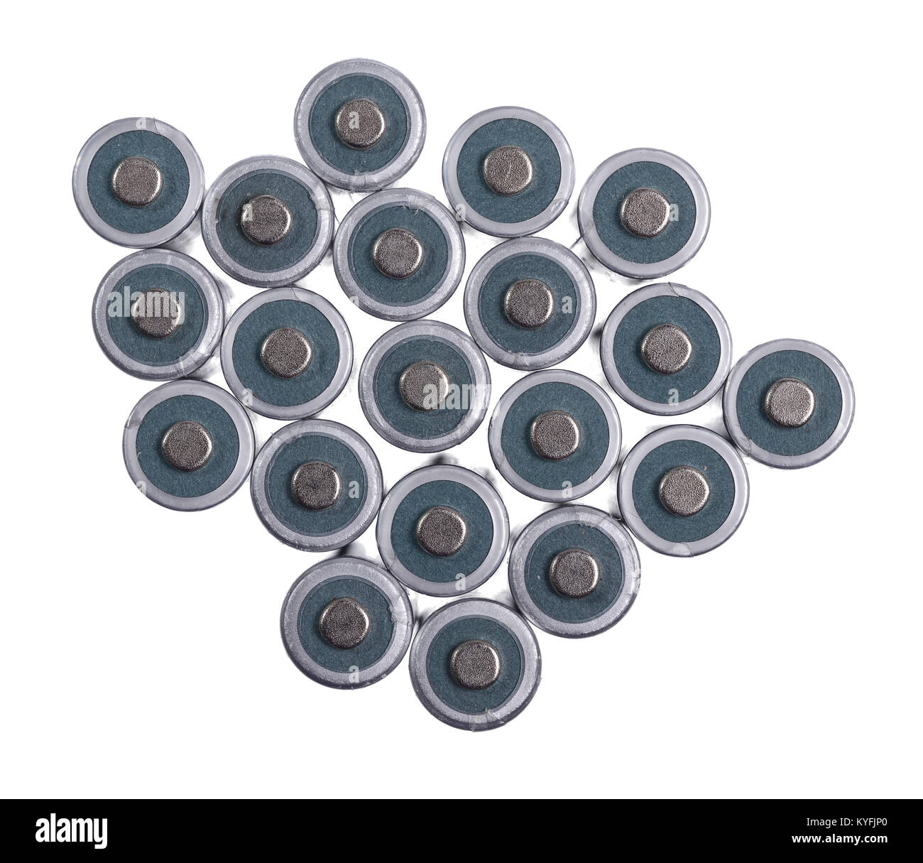 Overhead abstract pattern of a group of AA batteries Stock Photo - Alamy