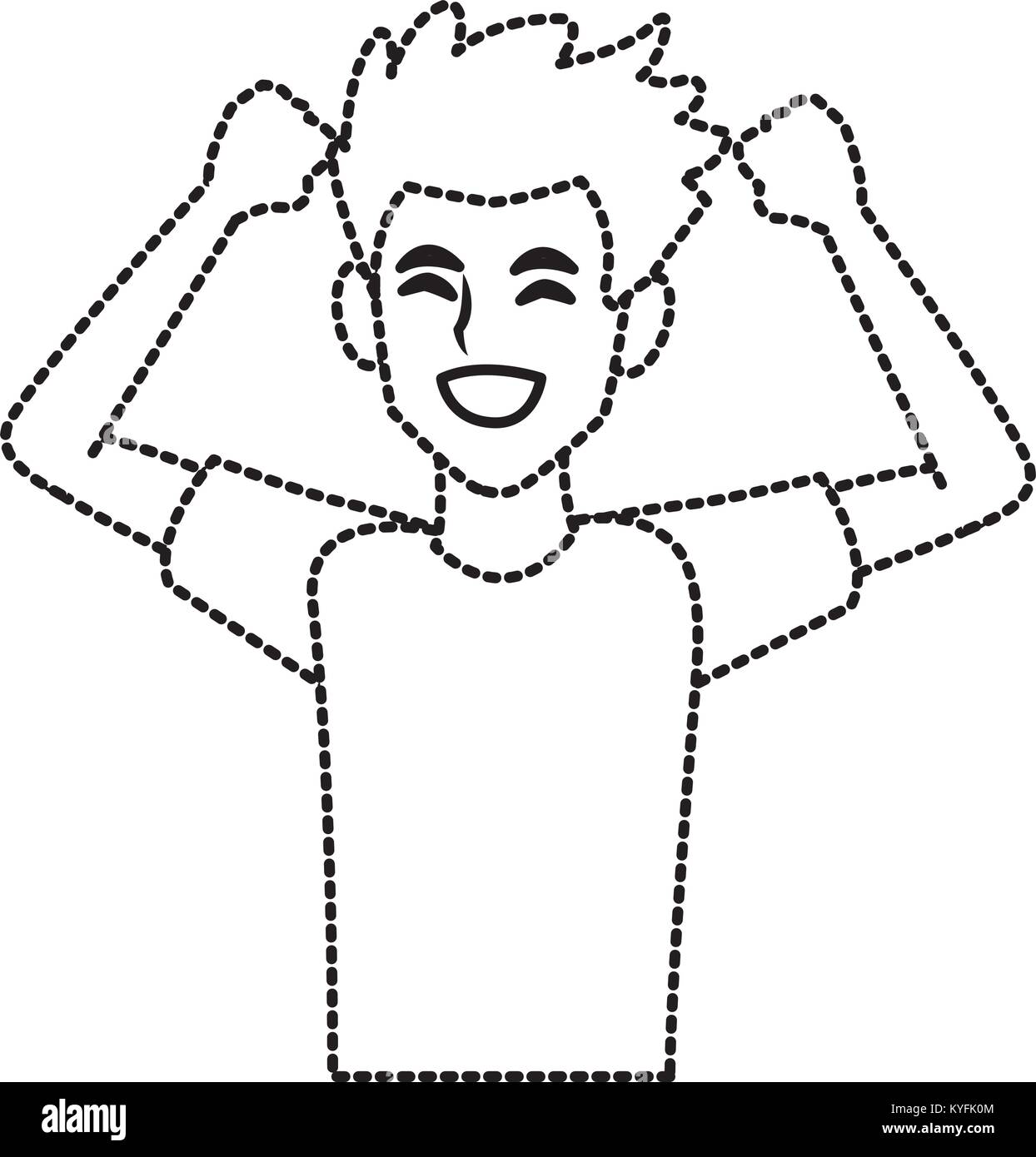 Illustration cartoon happy man running Black and White Stock Photos ...