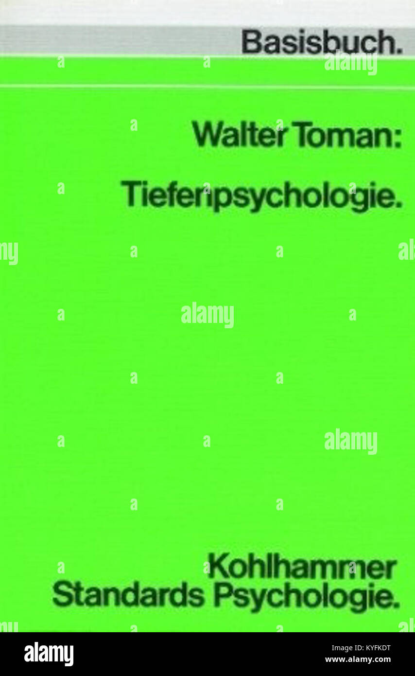 Walter Toman, Tiefenpsychologie 1978 Stock Photo - Alamy