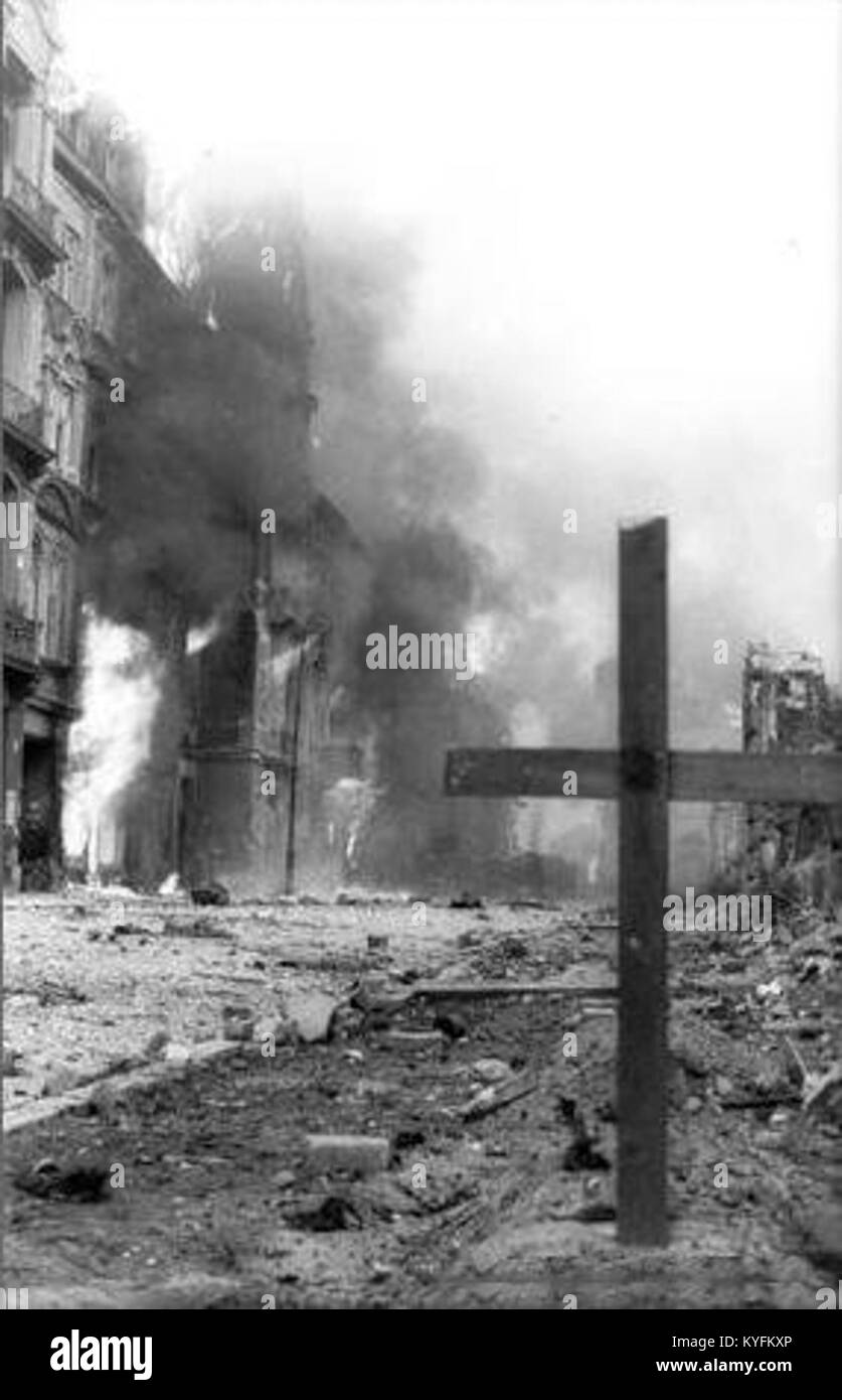 A photograph by Braun showing the Burning of Powiśle district during ...