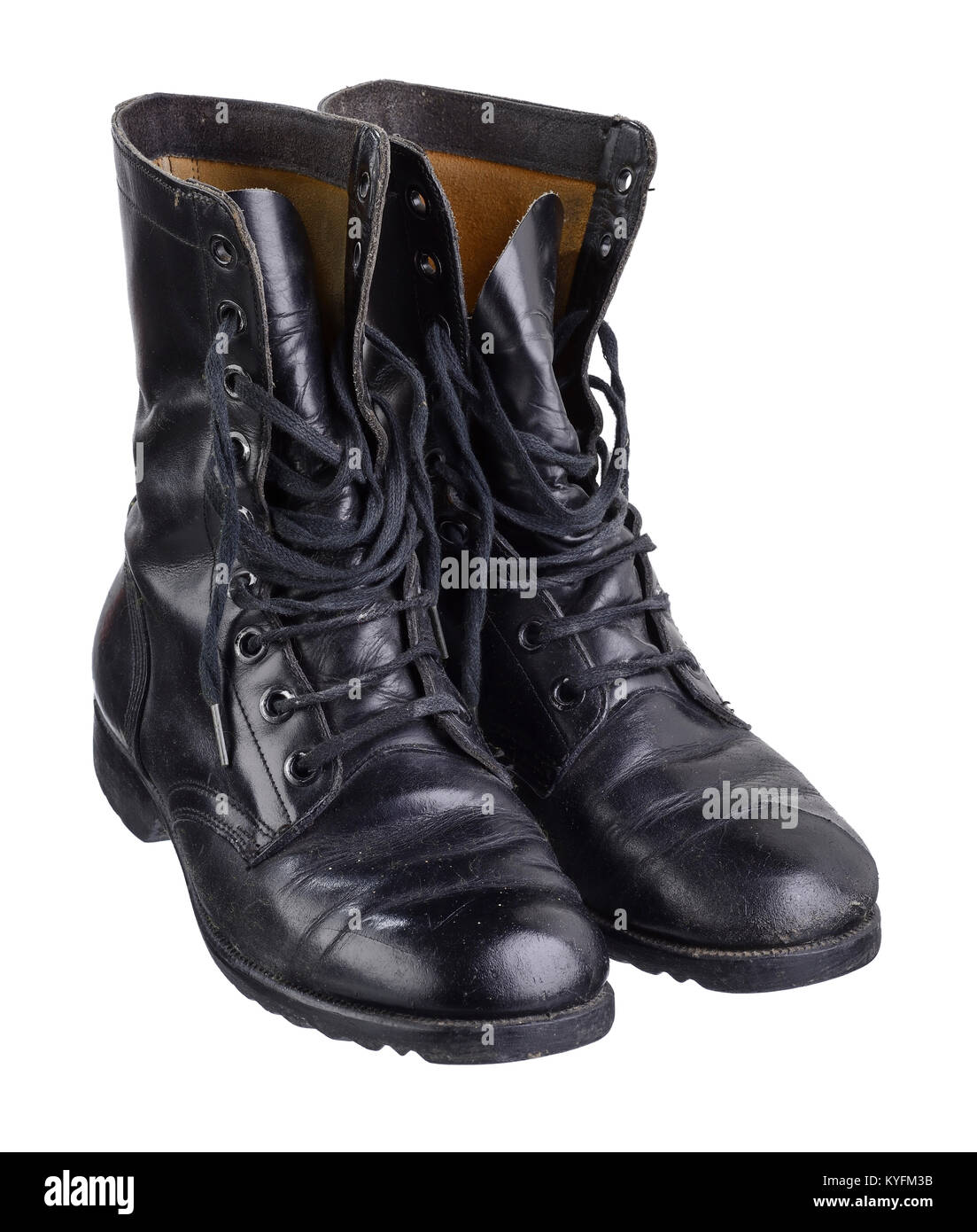 A well worn pair of black RAF military boots Stock Photo - Alamy