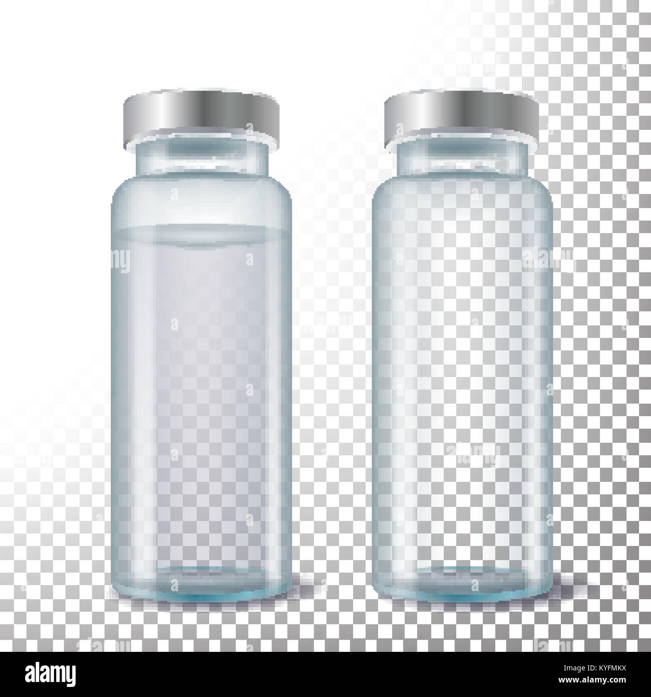 Medical Ampule Vector. 3D Realistic Transparent Glass Medical Ampule ...