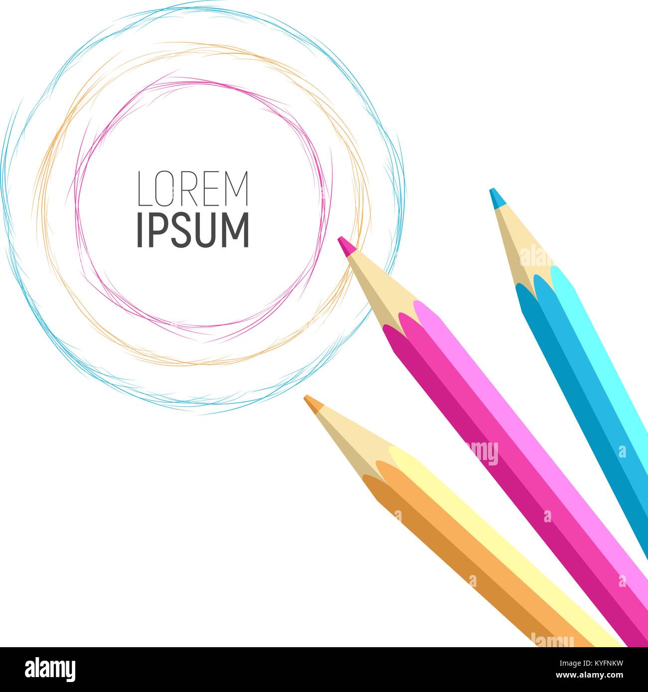 colored pencils and circular strokes. vector element for logo or other ...