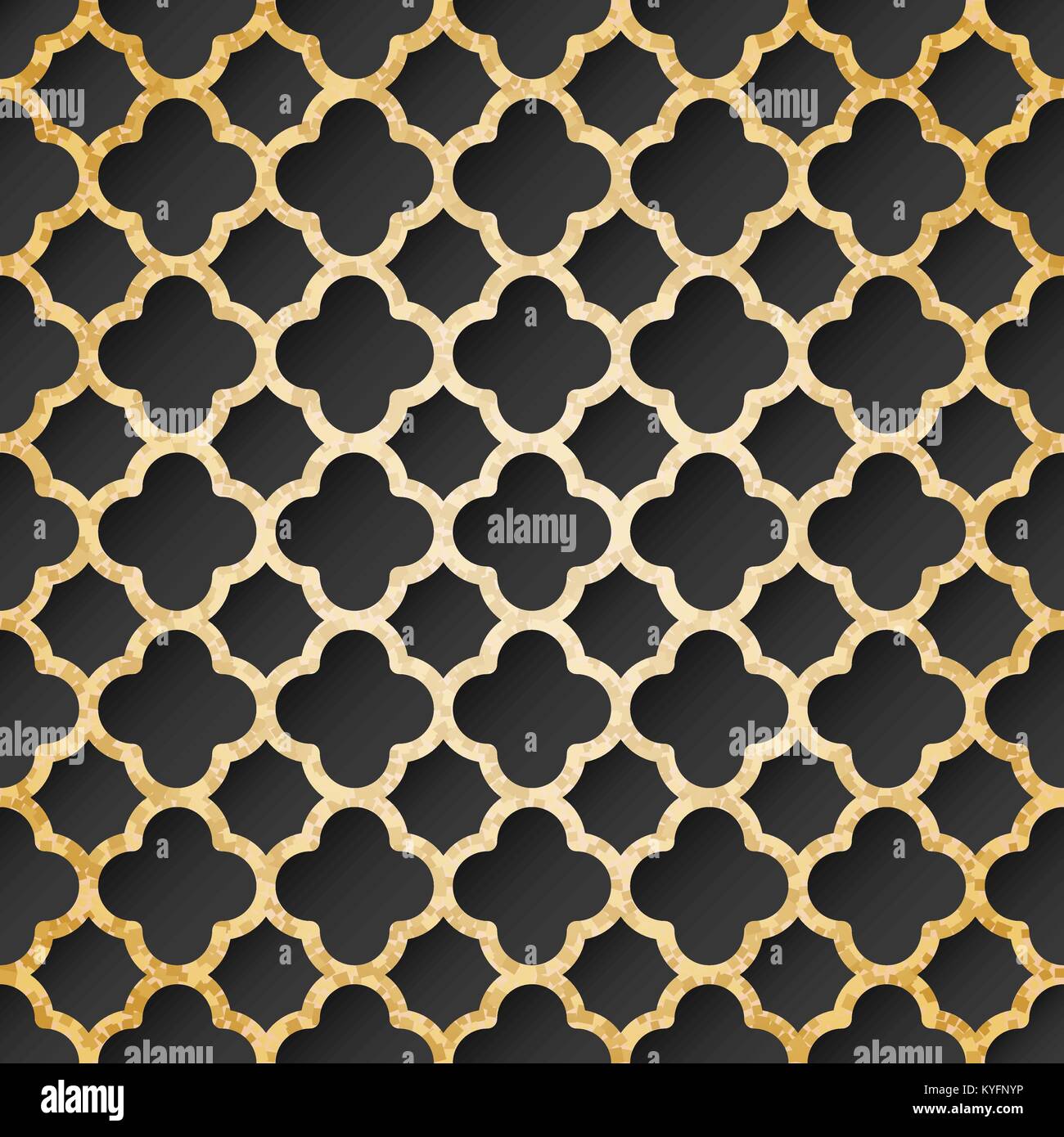 Pattern in oriental style. Golden textured metal grid. Vector ...