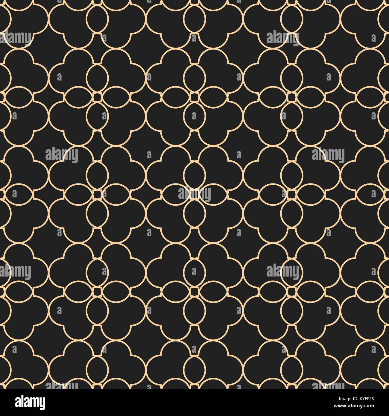 Black and gold seamless pattern in oriental style. Abstract ornamental ...