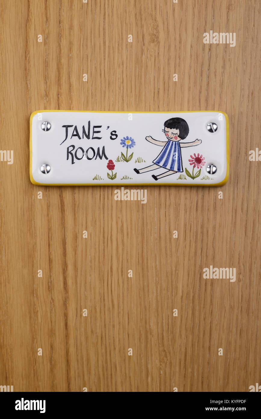 Ceramic door sign for Jane's Room Stock Photo - Alamy