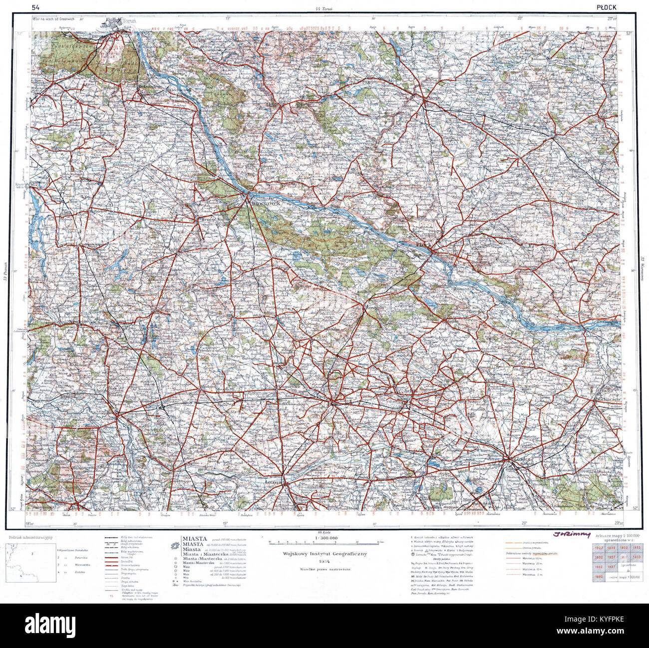 Sheet 54 of the 1934 operational map of Poland (Wojskowy Instytut ...