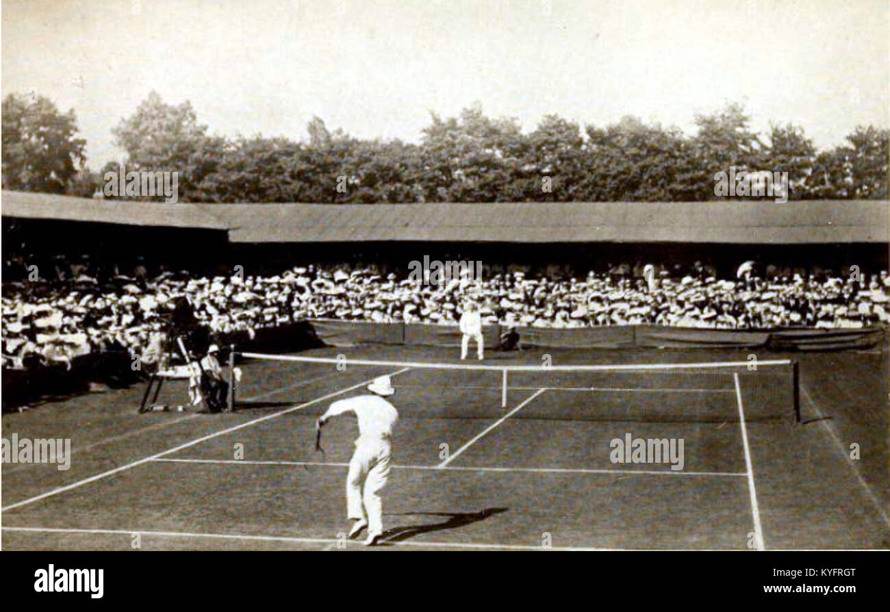 A historic photograph capturing the 1905 Wimbledon men's singles final ...