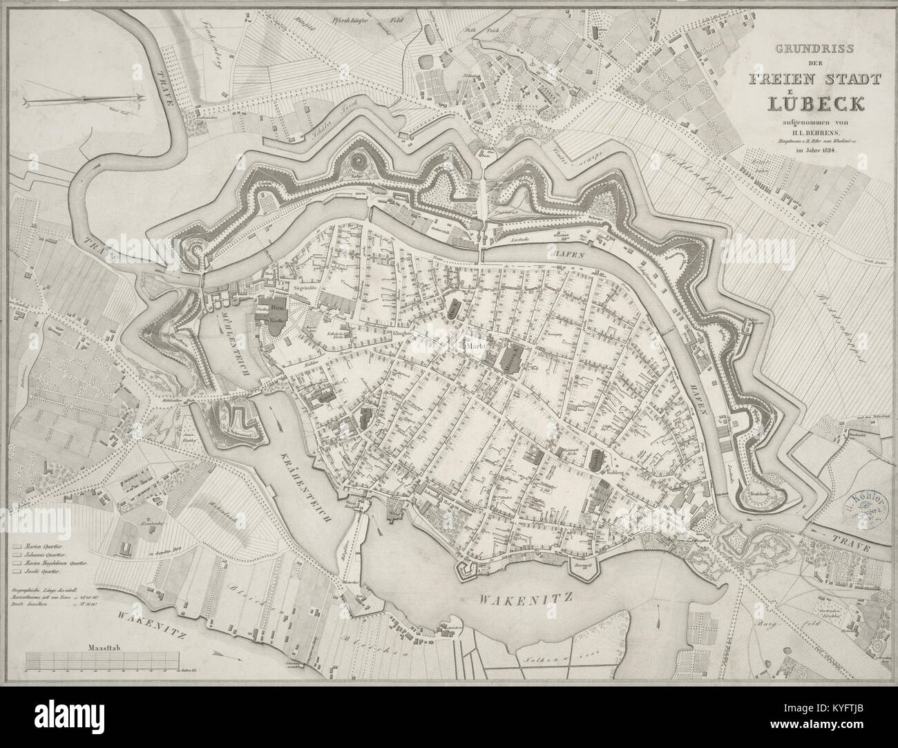 This map, the Stadtplan Lübeck 1824, provides a detailed representation ...