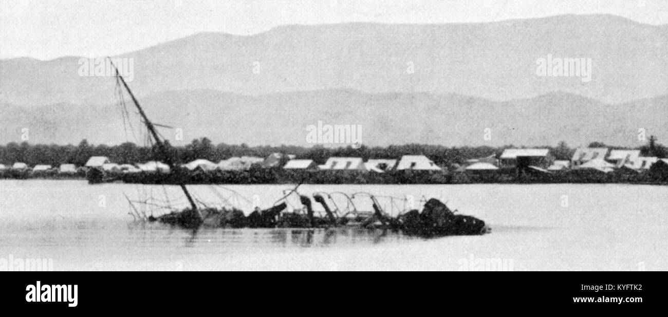 This photograph shows the wreck of the Haitian gunboat Crete-à-Pierrot ...