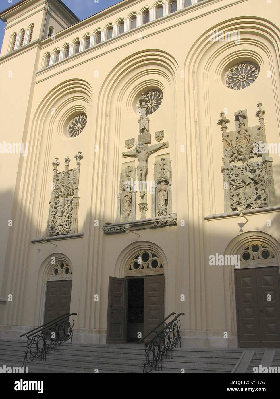 The photograph depicts Gothic relief sculptures from the St. Nicholas ...