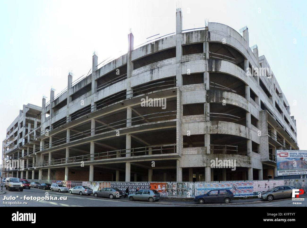This refers to a photograph of a multi-level parking structure in ...