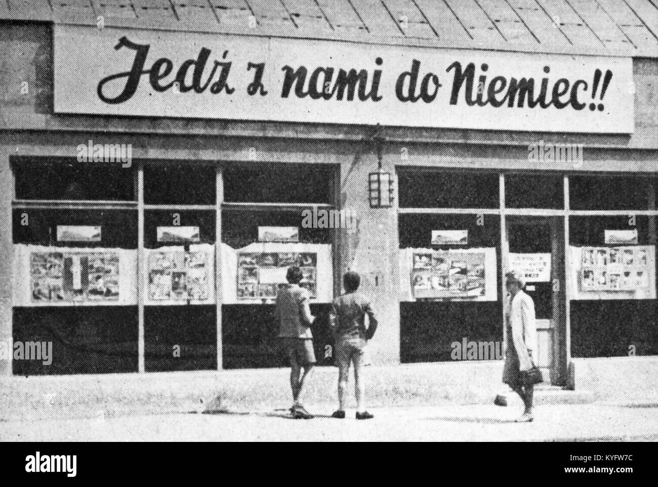 This 1943 World War II-era propaganda poster titled 'Jedz z nami do ...