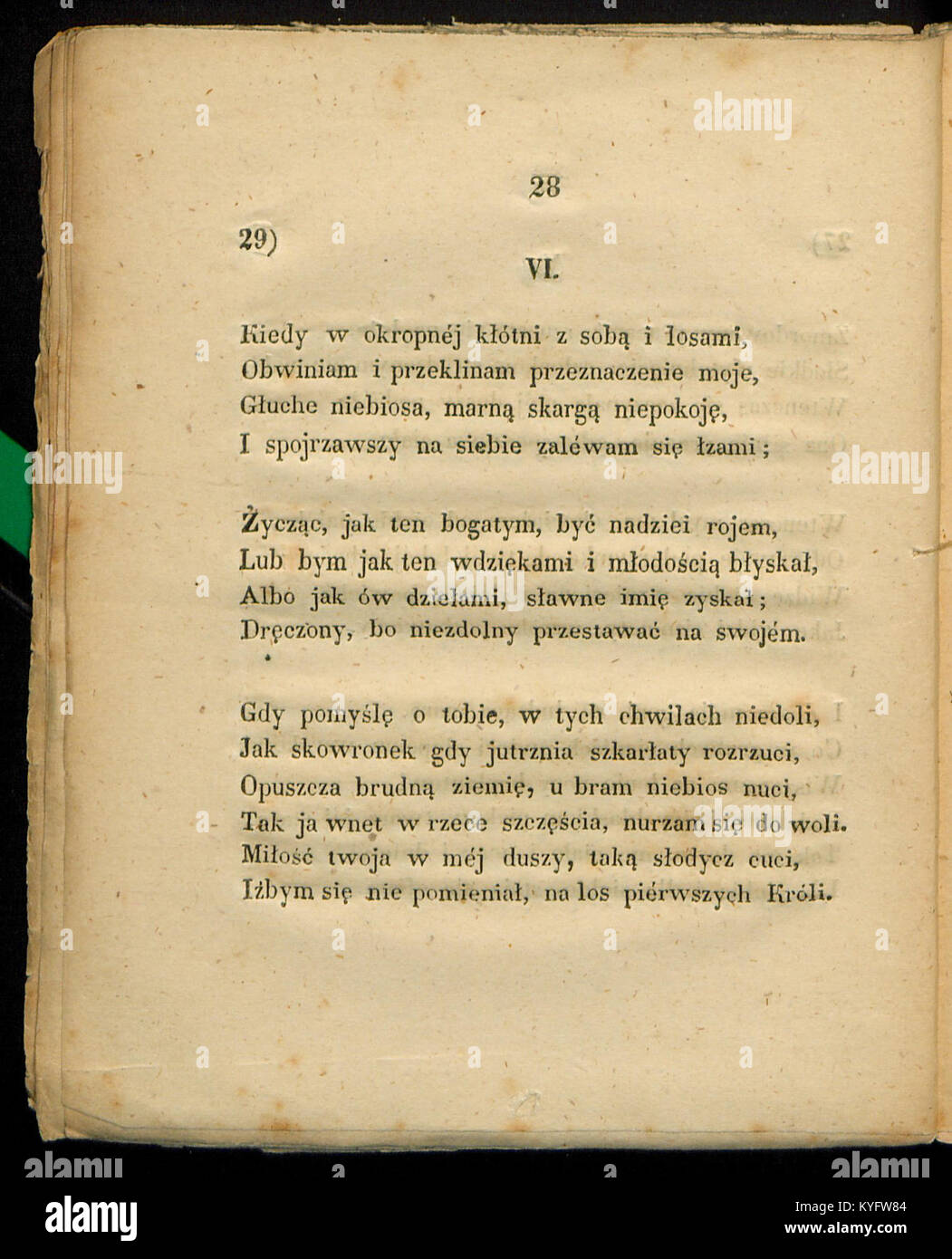 An image of page 28 from 'Wybór sonetów Szekspira, Miltona i lorda ...