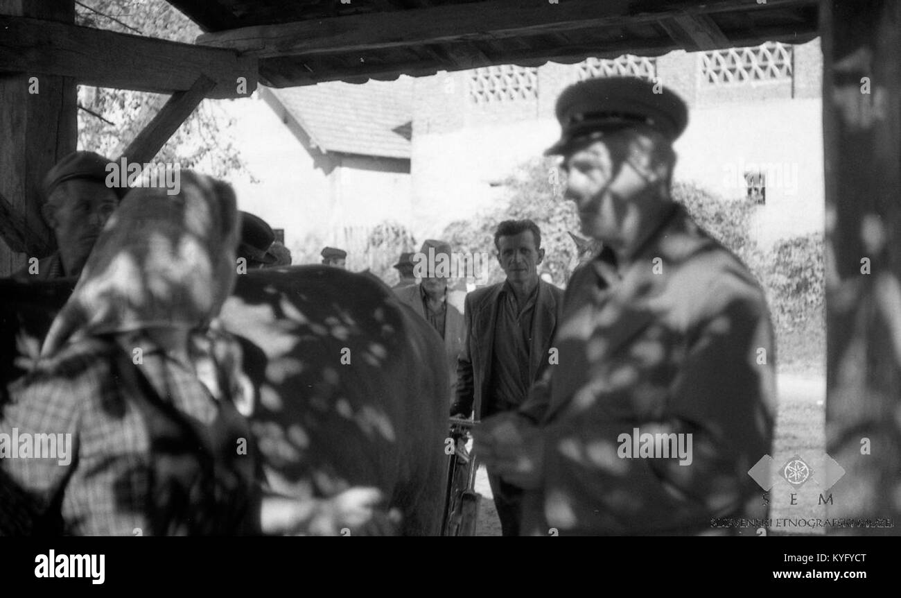 A 1965 photograph showing ticket collection at the entrance to a ...
