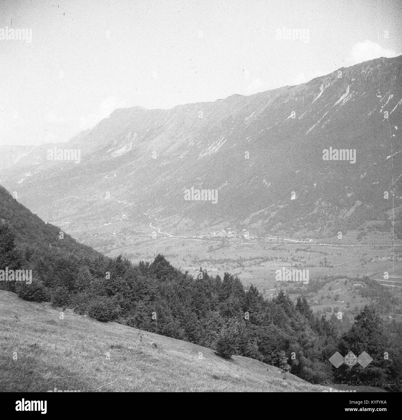 A 1951 photograph showing views of the villages Staro Selo, Kred ...