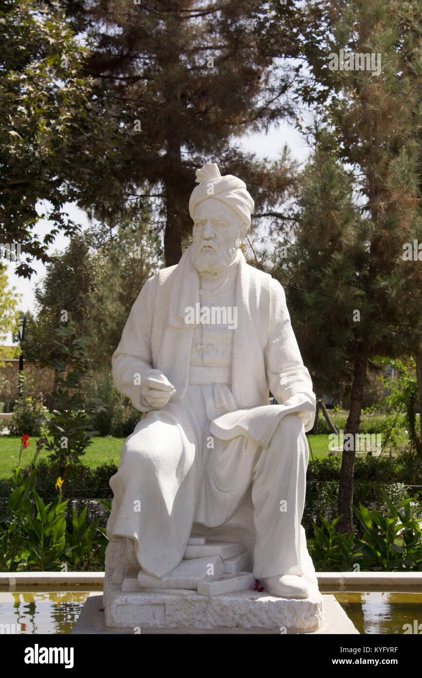 Picture of statue of poet Firdausi in the Iranian city of Mashhad ...