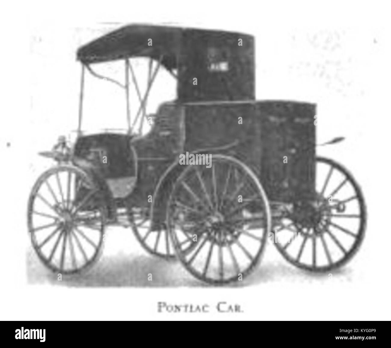 A rear view of the 1908 Pontiac Highwheeler, showcasing its unique ...