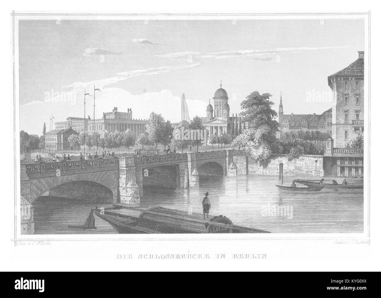 This historical photograph from 1852 shows Schlossbrücke, a prominent ...