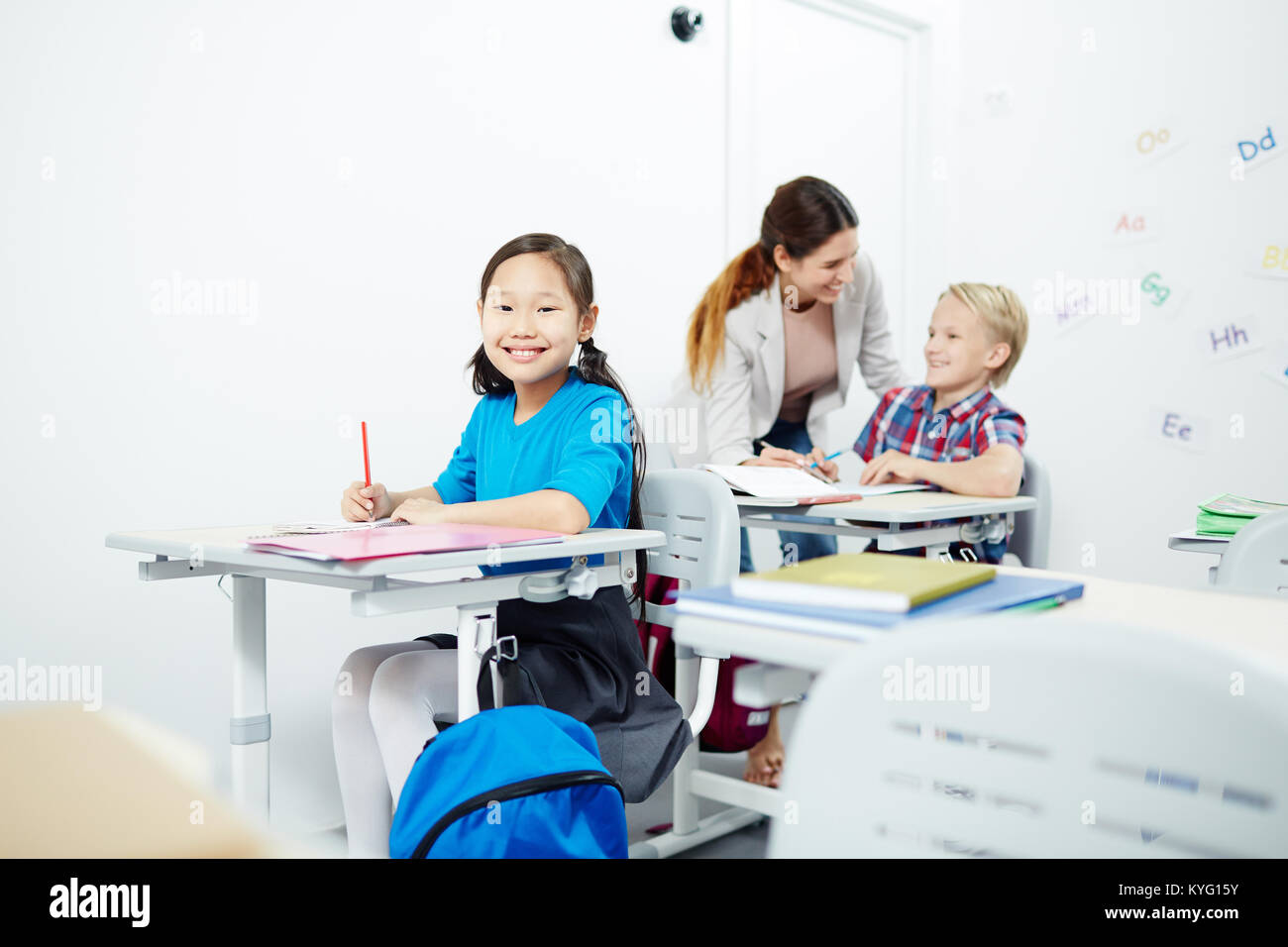 Work at lesson Stock Photo - Alamy