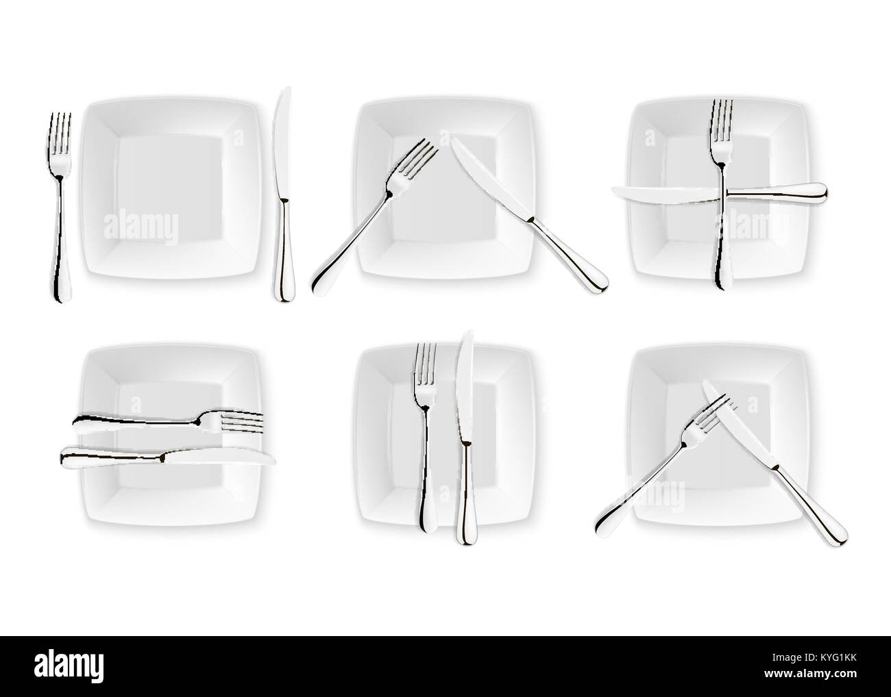 Realistic cutlery and signs of table etiquette, vector icons isolated ...