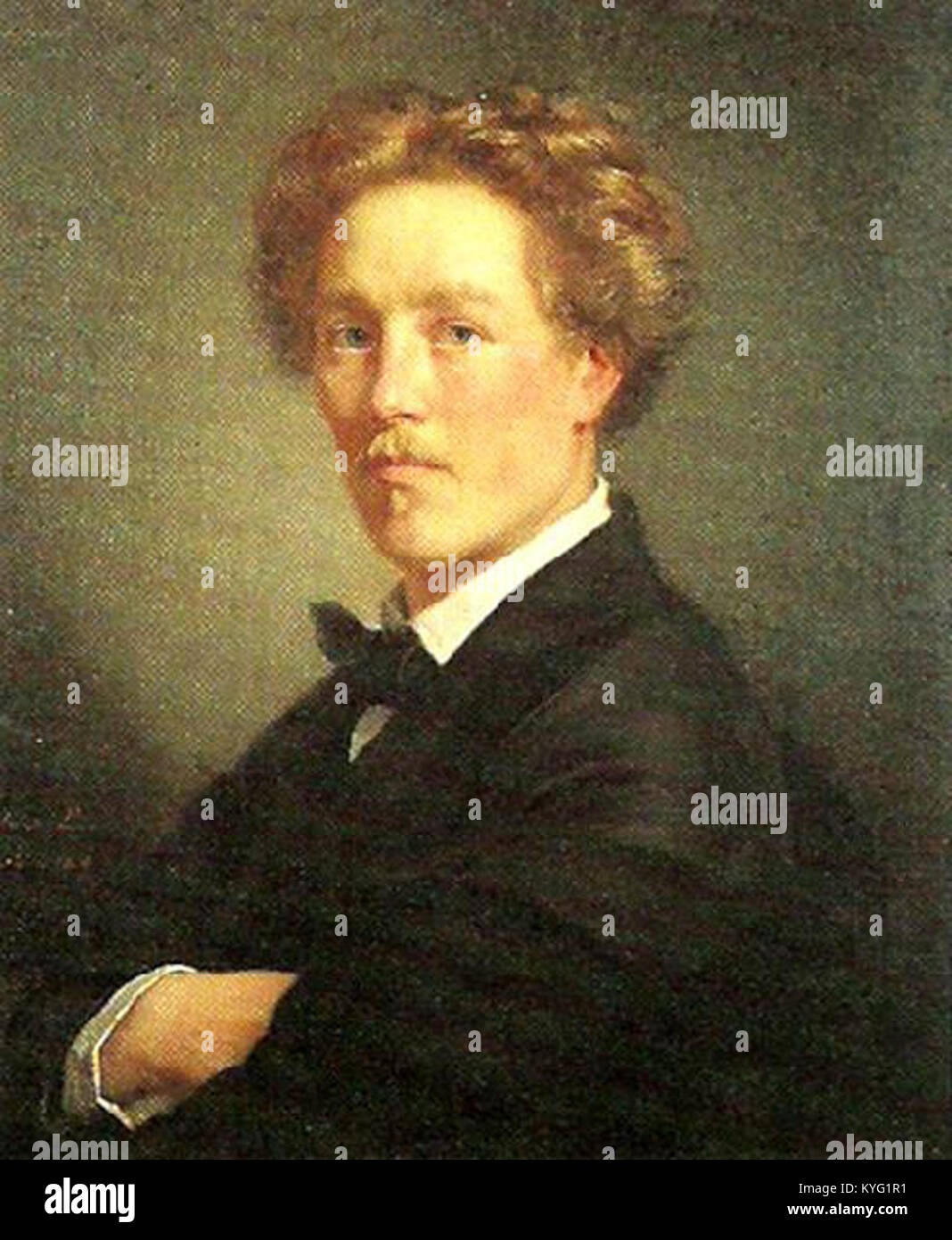 A portrait of Professor August Malmström as a young man, painted by ...