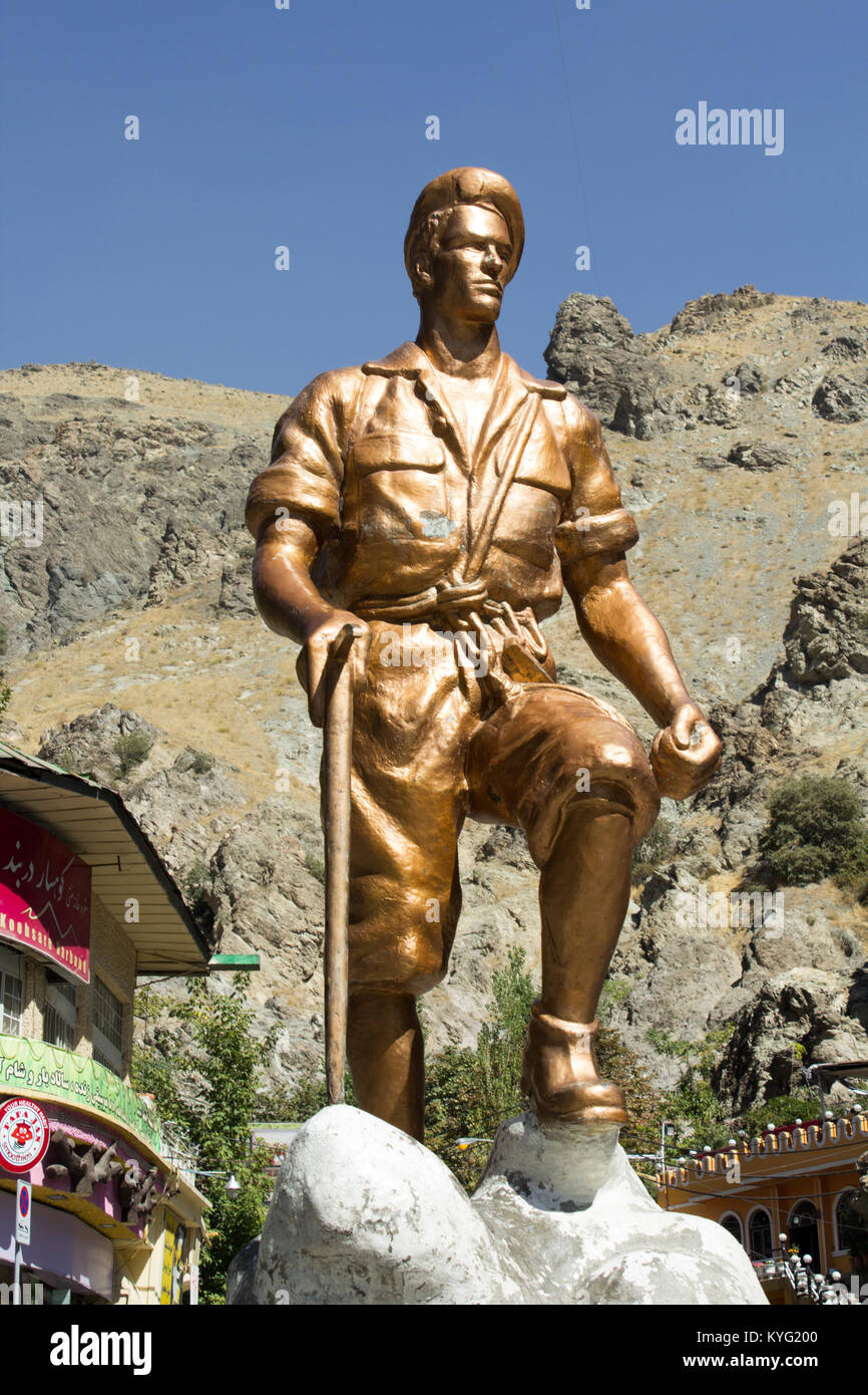 picture of the Statue of Iranian climber, it’s a bronze statue, Located ...