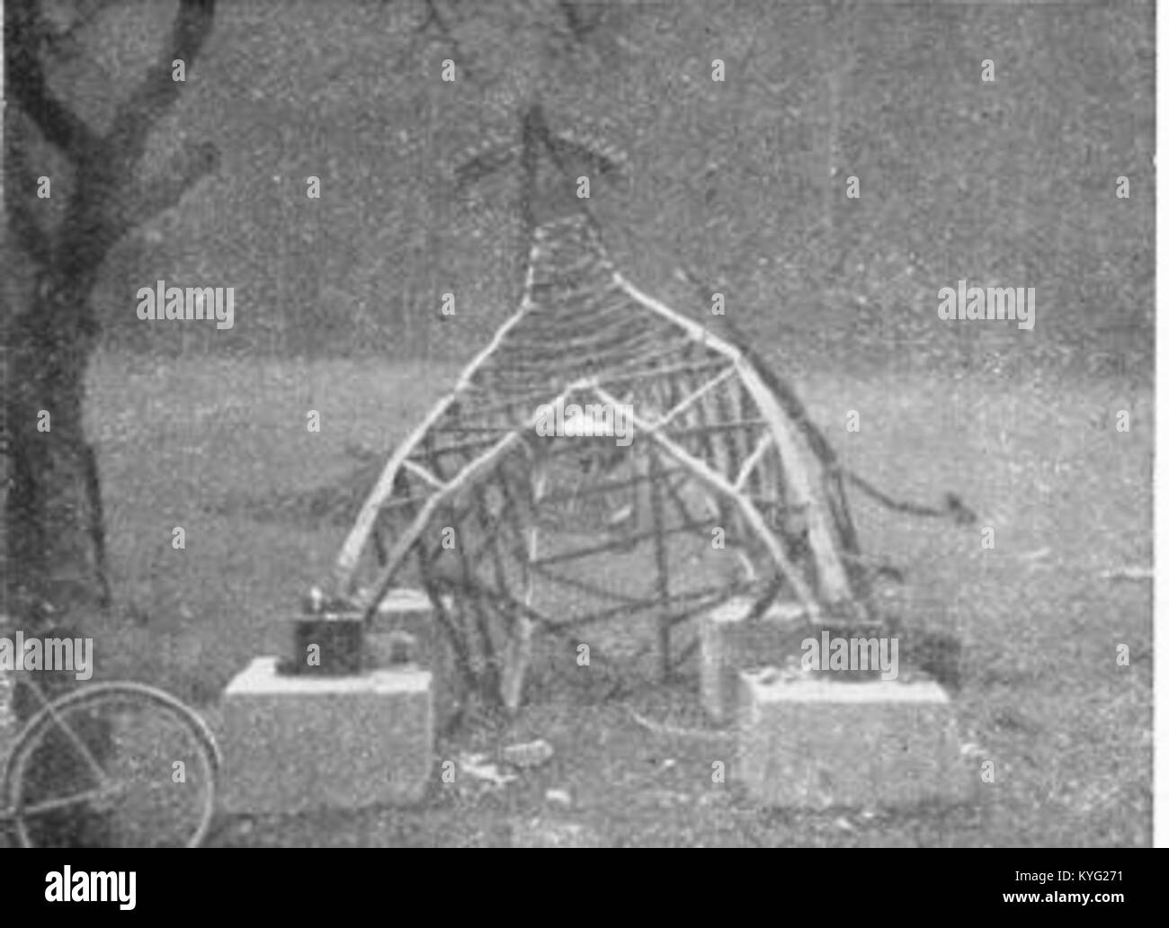 This photograph shows a collapsed utility pole in Črni Grab ...