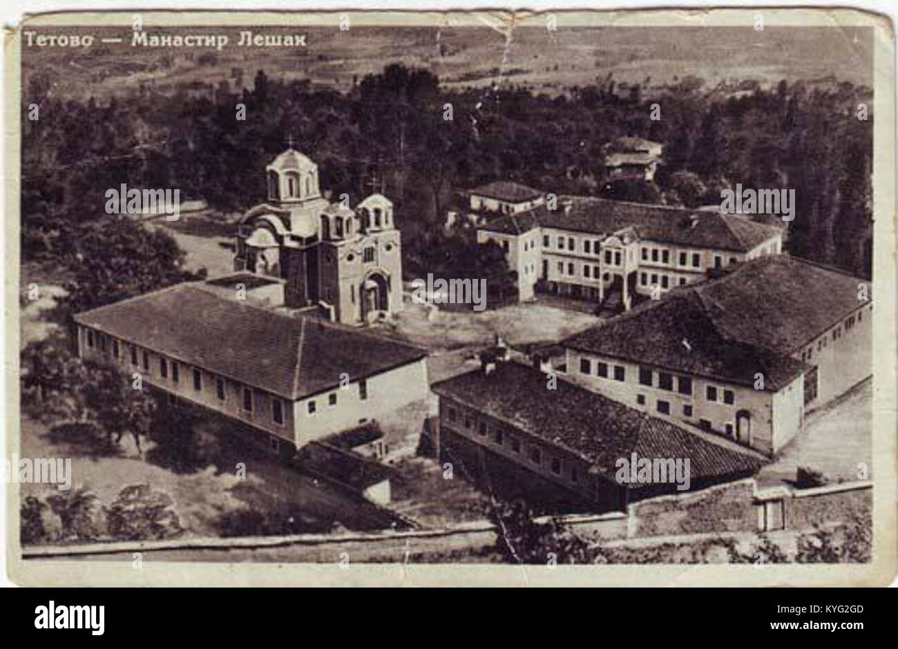 A postcard featuring the Lesok Monastery, showcasing the architecture ...