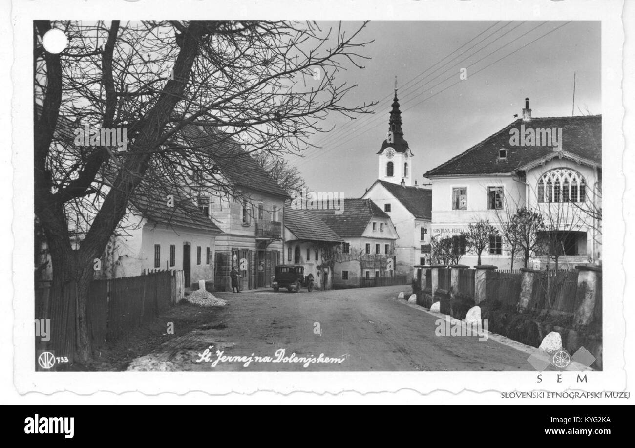 This postcard from Sentjernej offers a picturesque view of the town ...