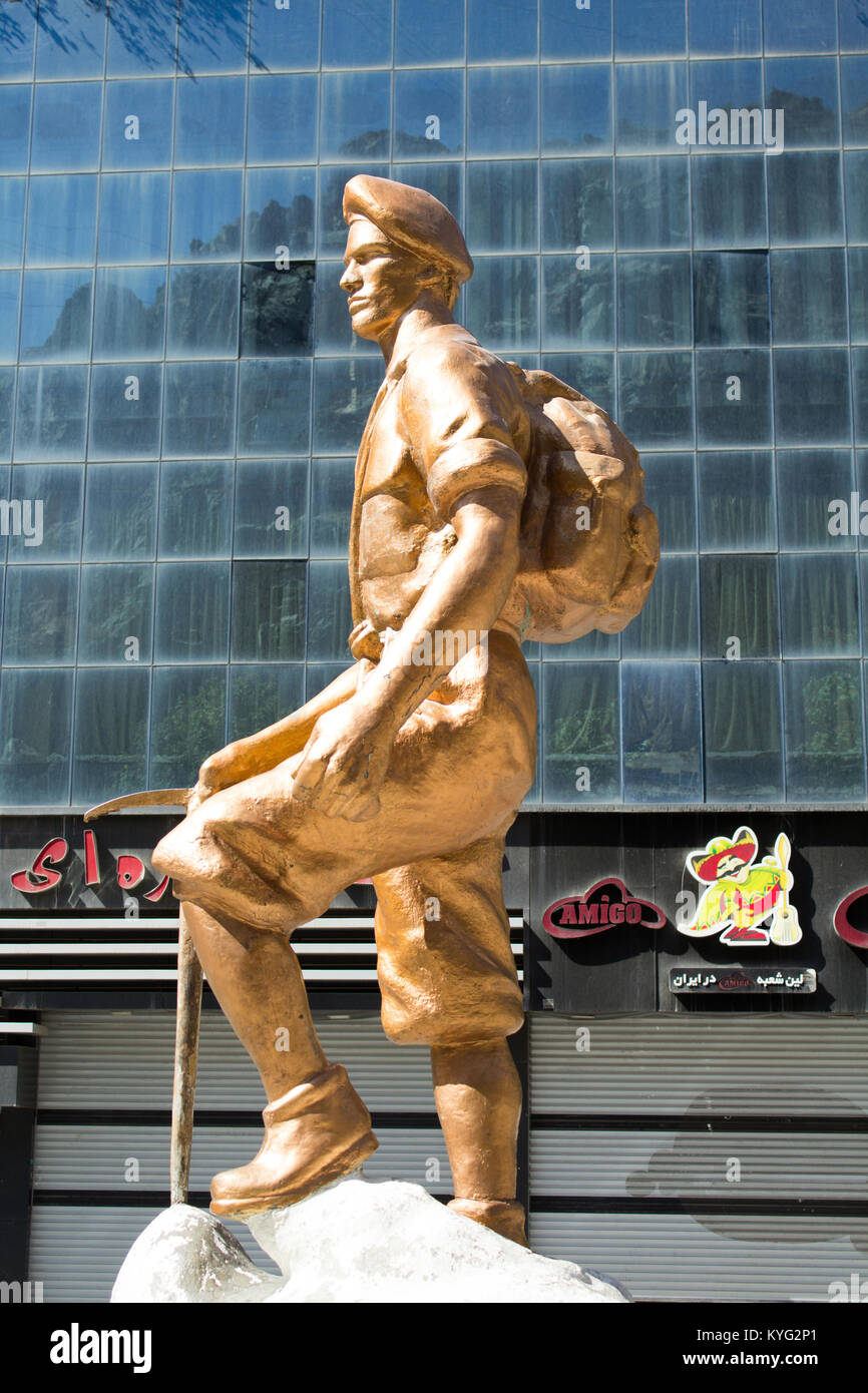 picture of the Statue of Iranian climber, it’s a bronze statue, Located ...