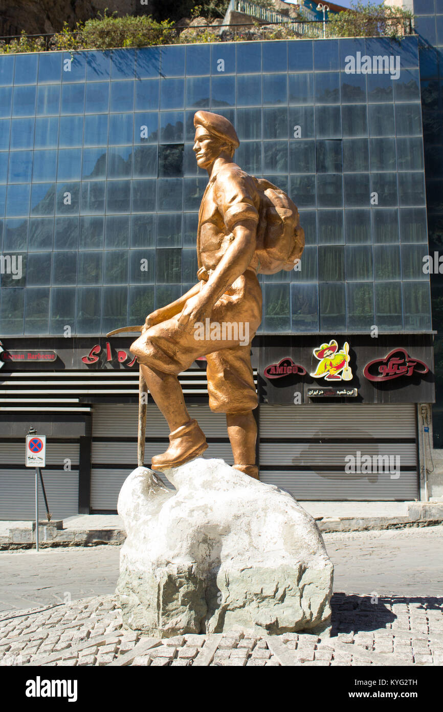 picture of the Statue of Iranian climber, it’s a bronze statue, Located ...