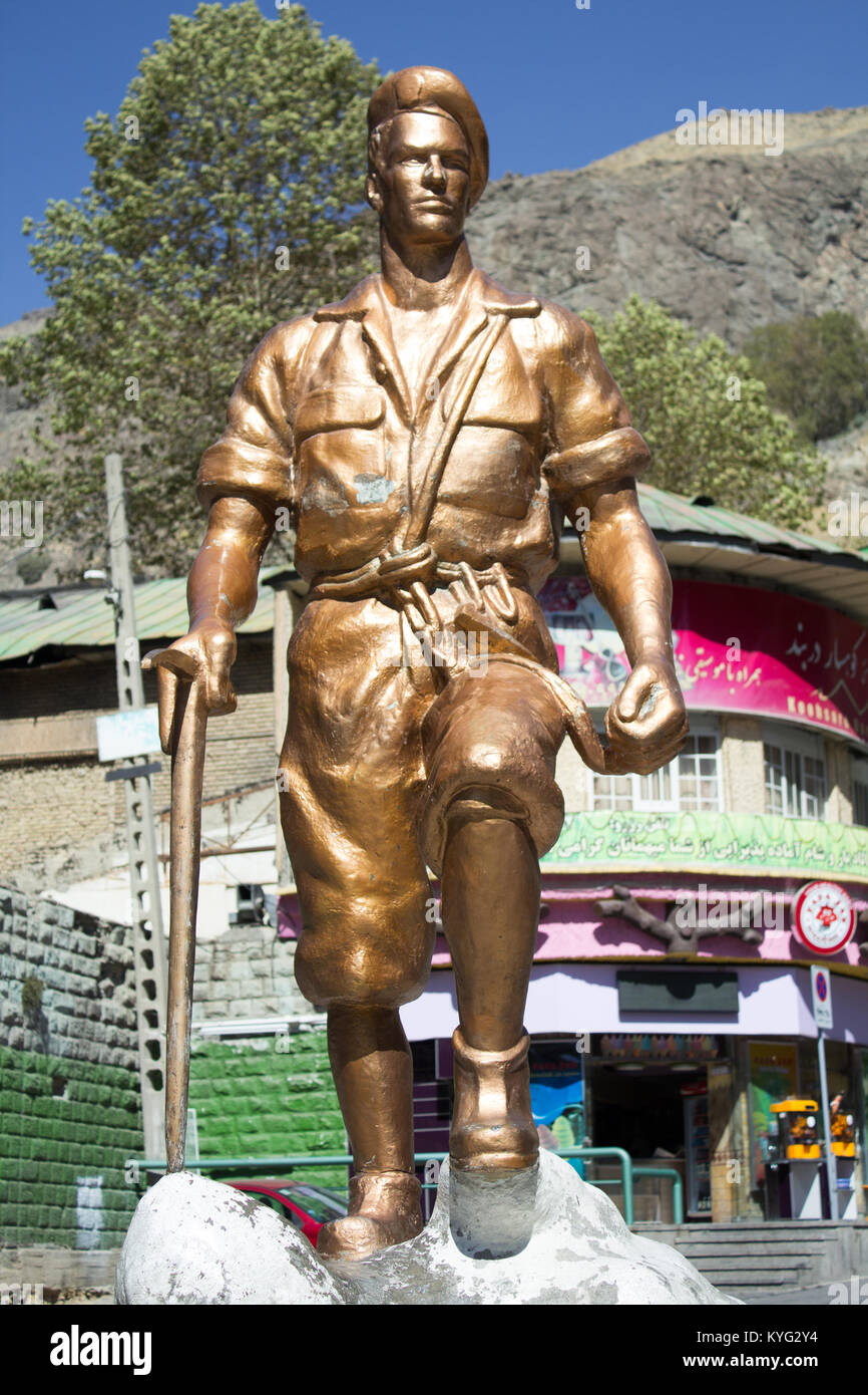picture of the Statue of Iranian climber, it’s a bronze statue, Located ...