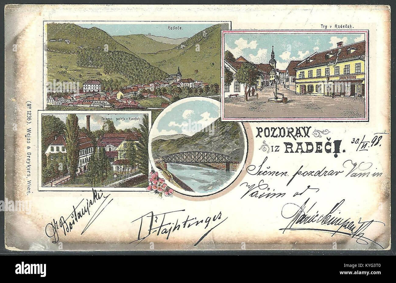 A vintage postcard from Radece, dated 1898, offering a glimpse into the ...