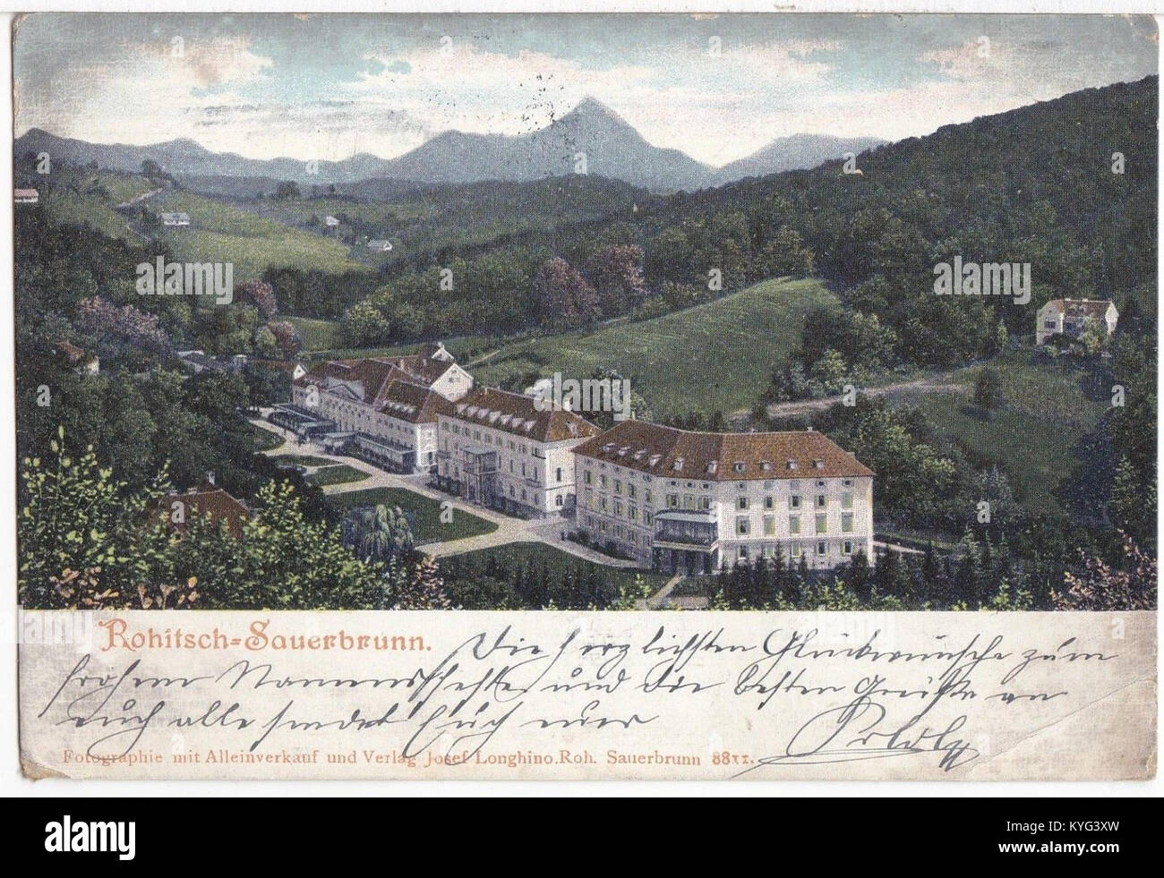 A postcard from 1904 showing the town of Rogaska Slatina in Slovenia ...