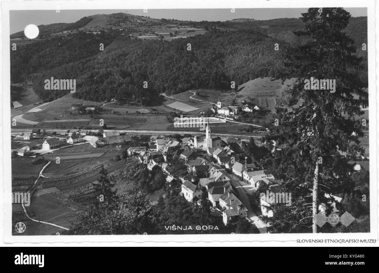 A postcard depicting Visnja Gora, a scenic area known for its natural ...