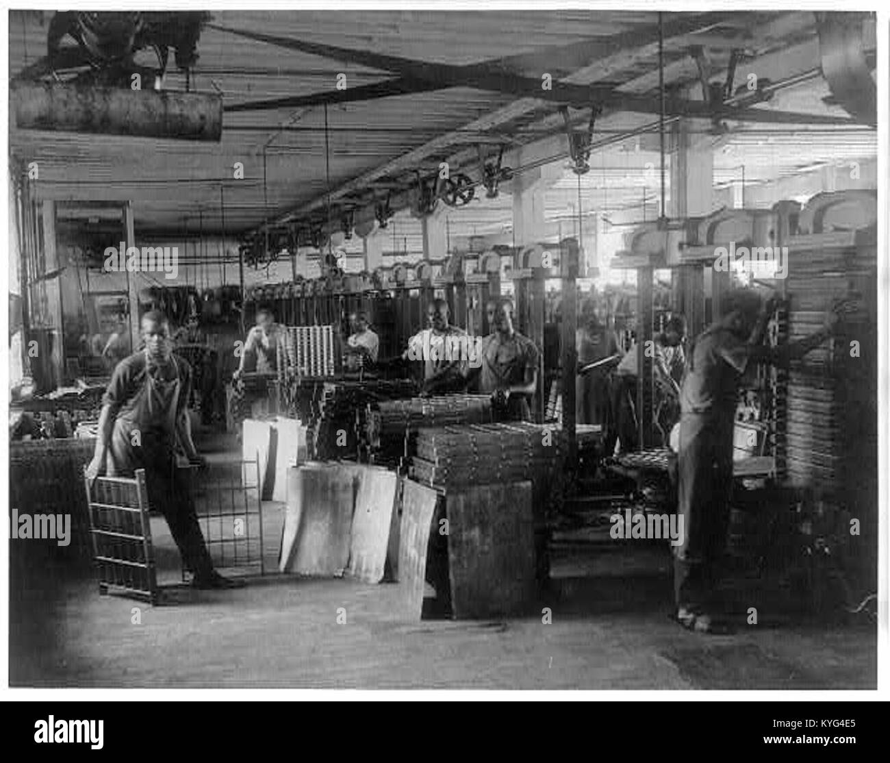 This photograph shows pot presses used at T.B. Williams Tobacco Company ...