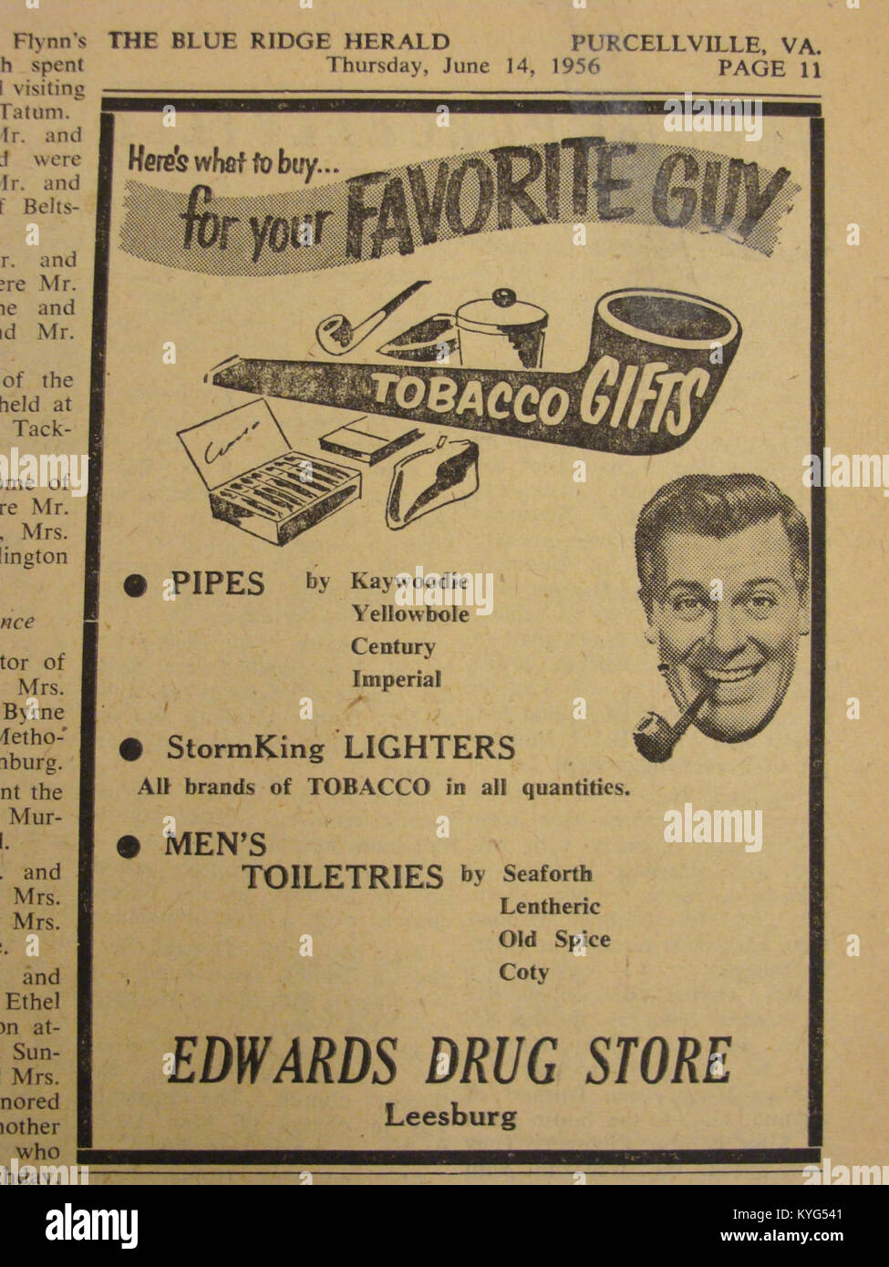 Precursor to official J.R. 'Bob' Dobbs image with ad Stock Photo - Alamy