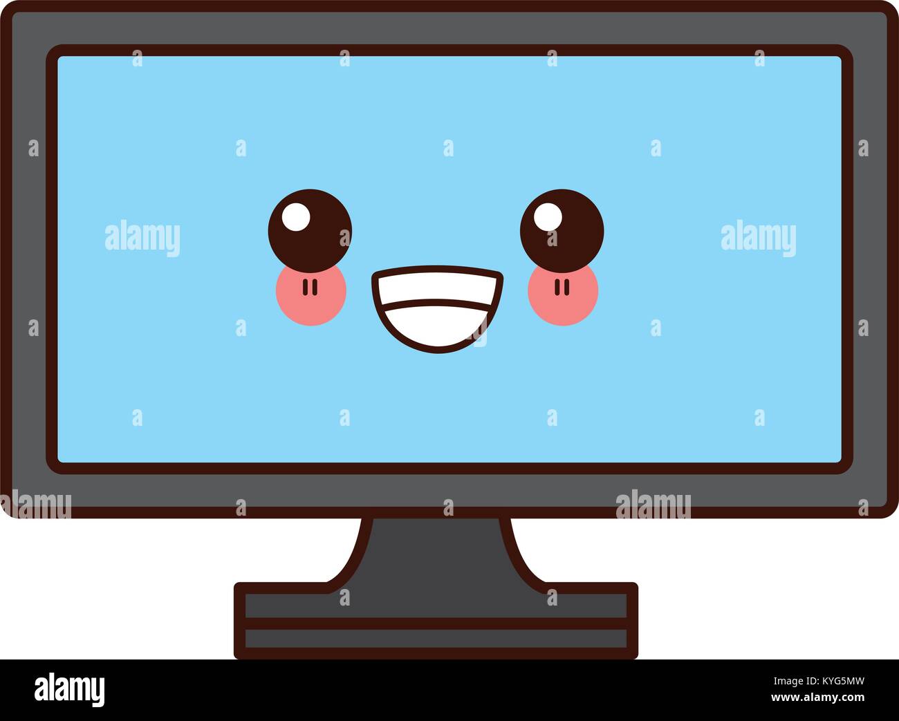 Computer screen technology cute kawaii cartoon Stock Vector Image & Art ...