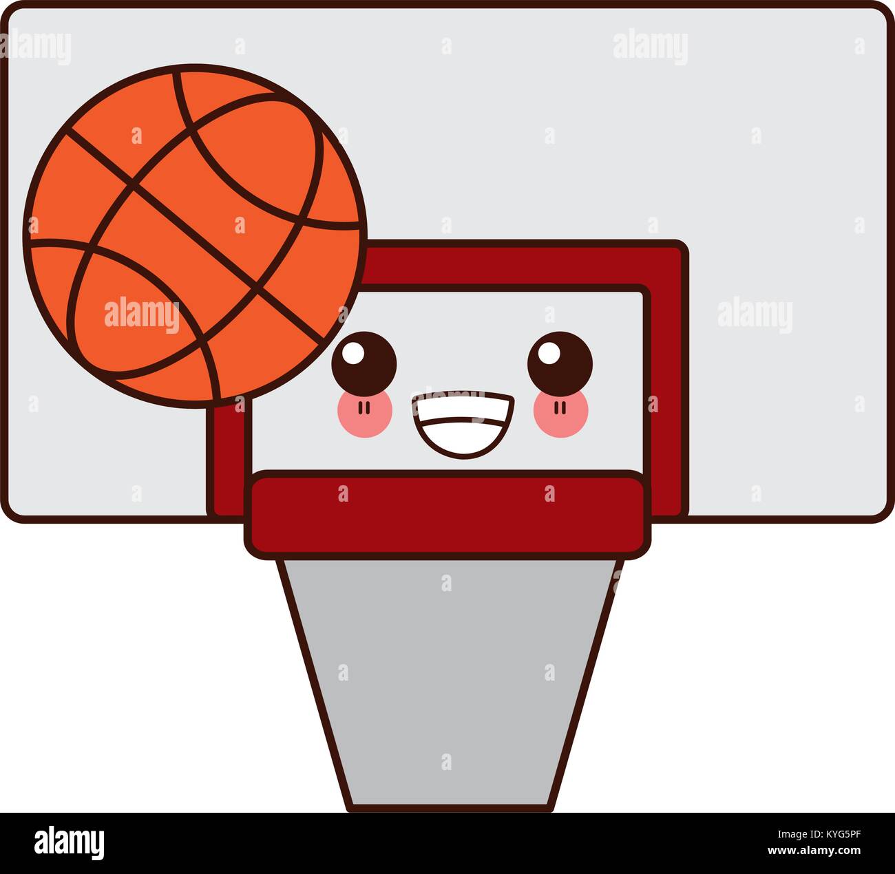 Basketball sport symbol cute kawaii cartoon Stock Vector Image & Art ...
