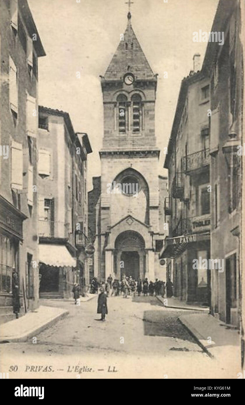 A photograph showing the church in Privas, France, highlighting ...