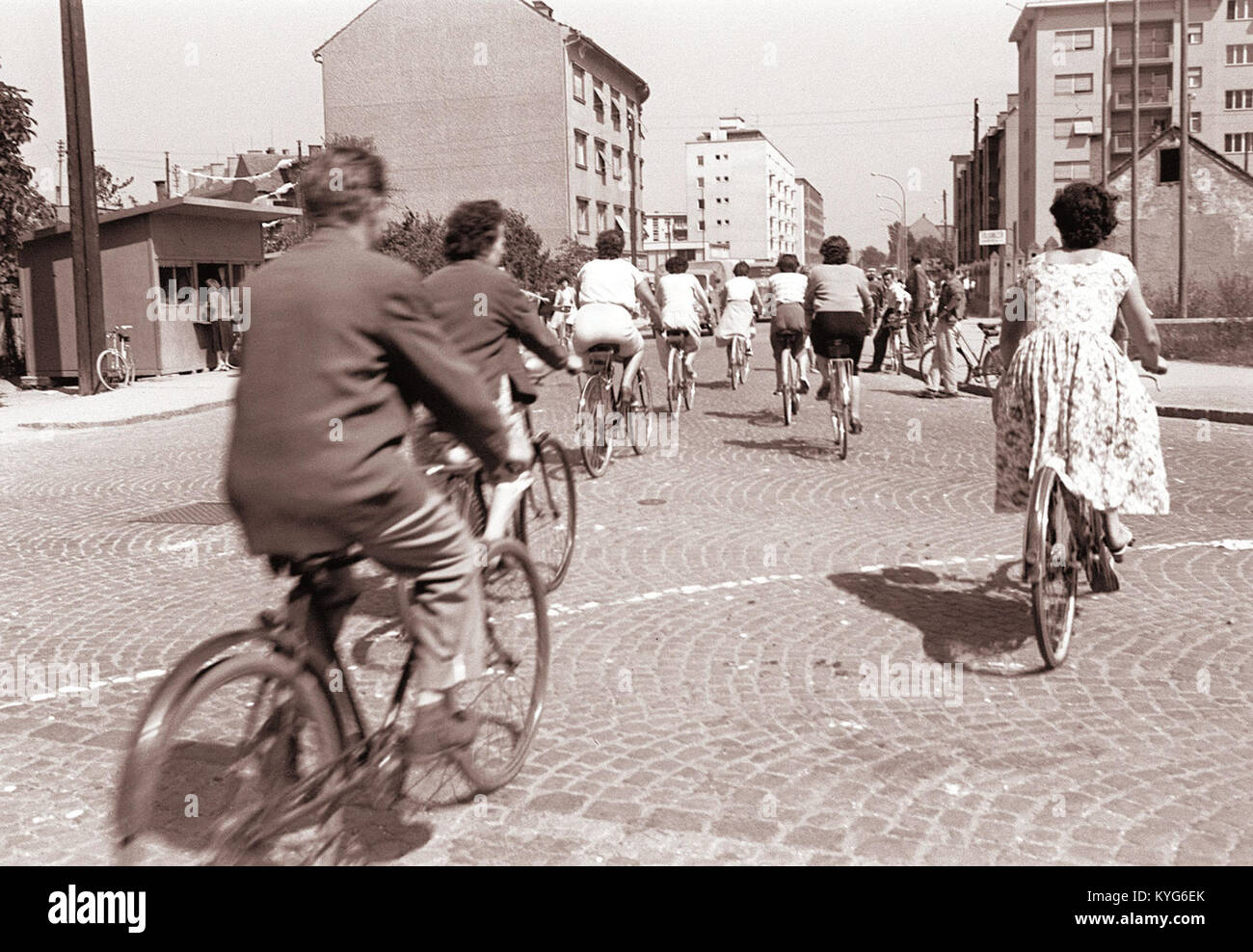 A historical image from 1960 showing traffic at the intersection of ...