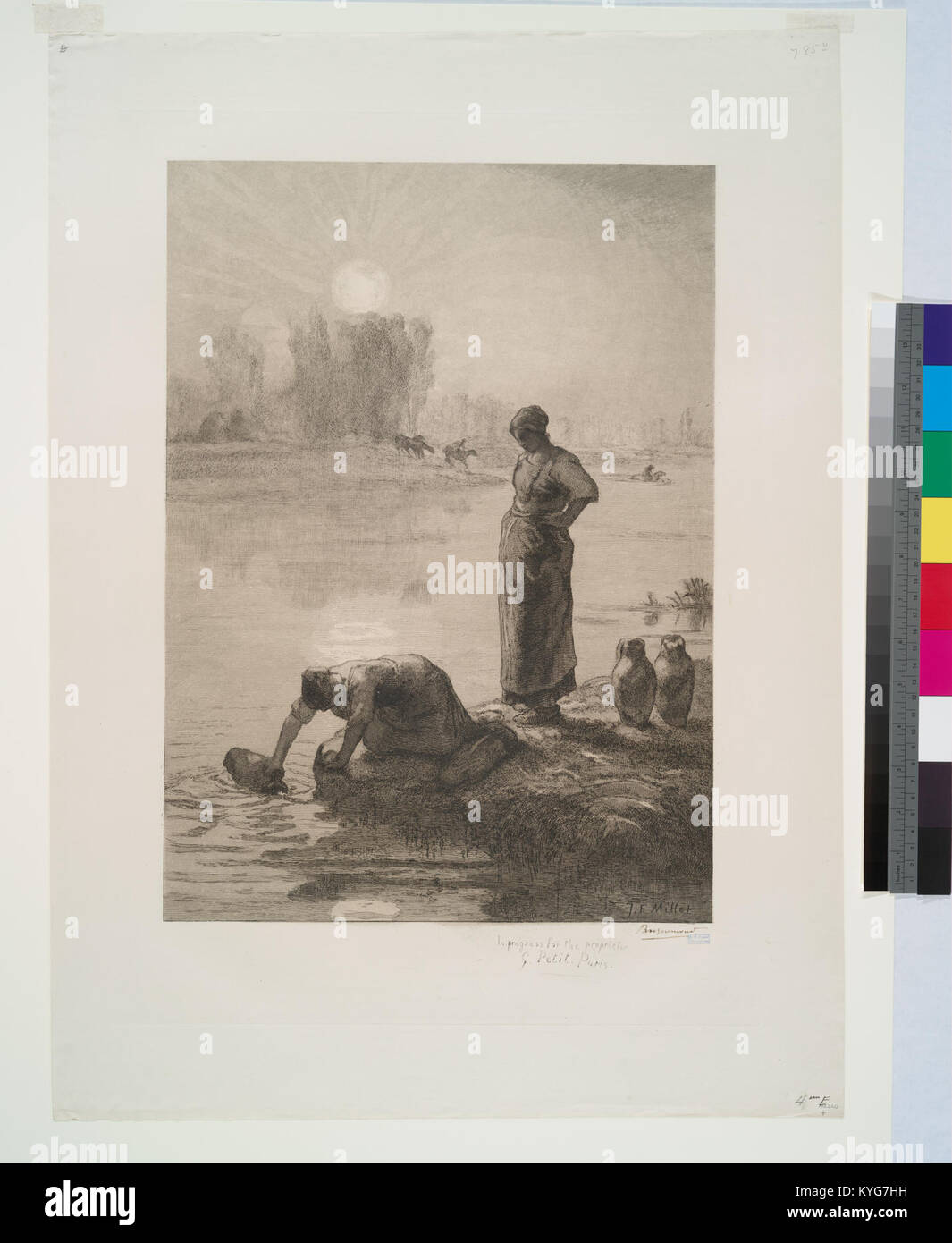 Painting inspired by Millet's 'The Water Carrier', showing rural ...