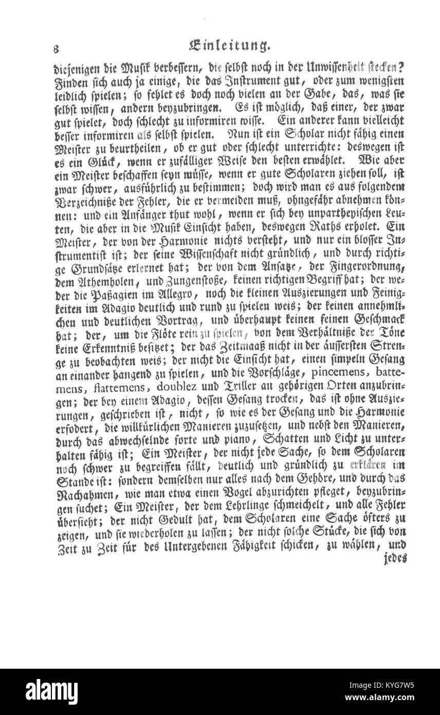 This page from Quantz's 'Versuch Flöte' (18th century) provides music ...