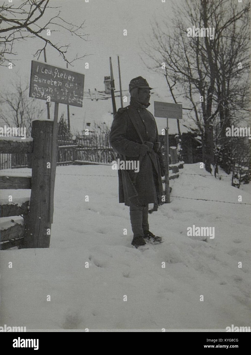 A historical image from February 1916 depicting a quarantine post in ...