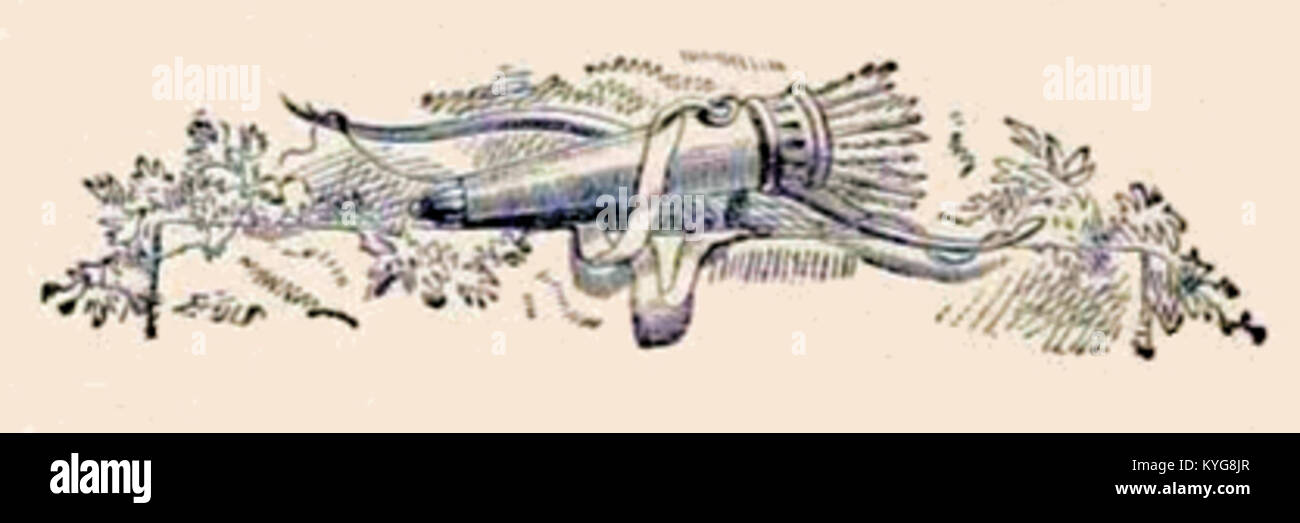 The image displays a traditional quiver, arrows, and a bow, tools ...