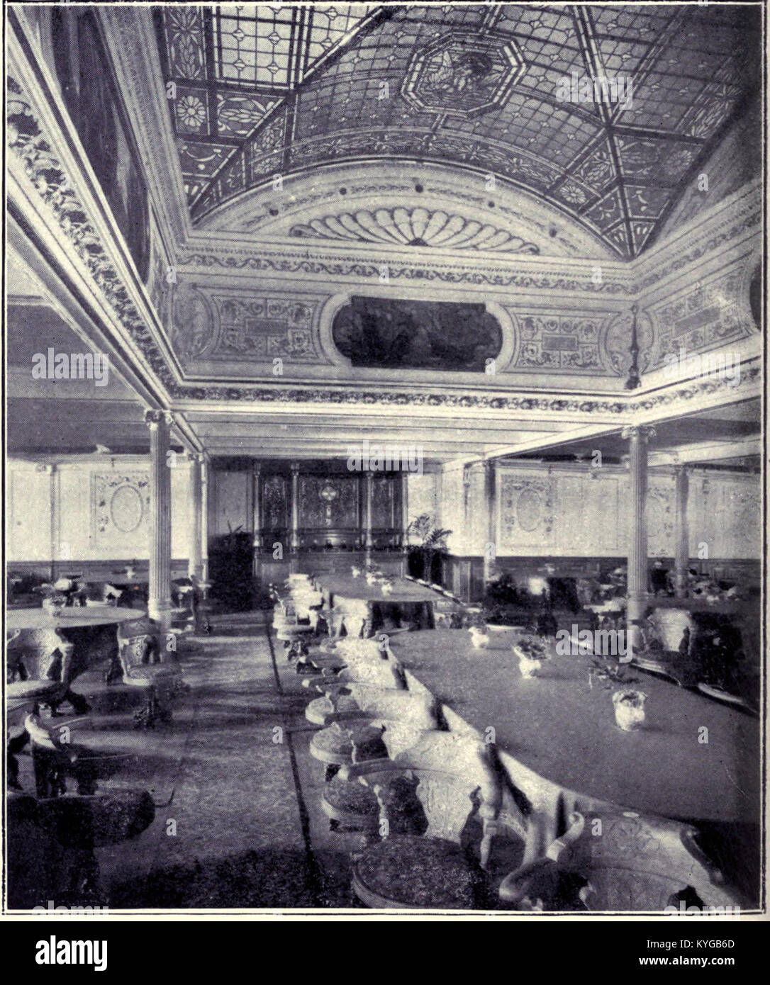 An interior view of the R.M.S.P. 'Avon' Saloon from 1909, showcasing ...